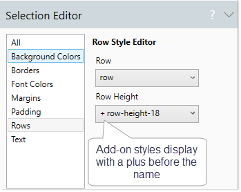 Using row and column styles with Formatted Grids